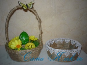 Пасхальная корзинка из шпагата своими руками